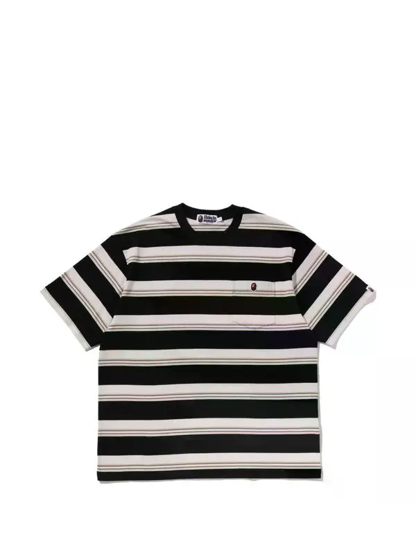 A BATHING APE Striped Pocket T-shirt - Black
