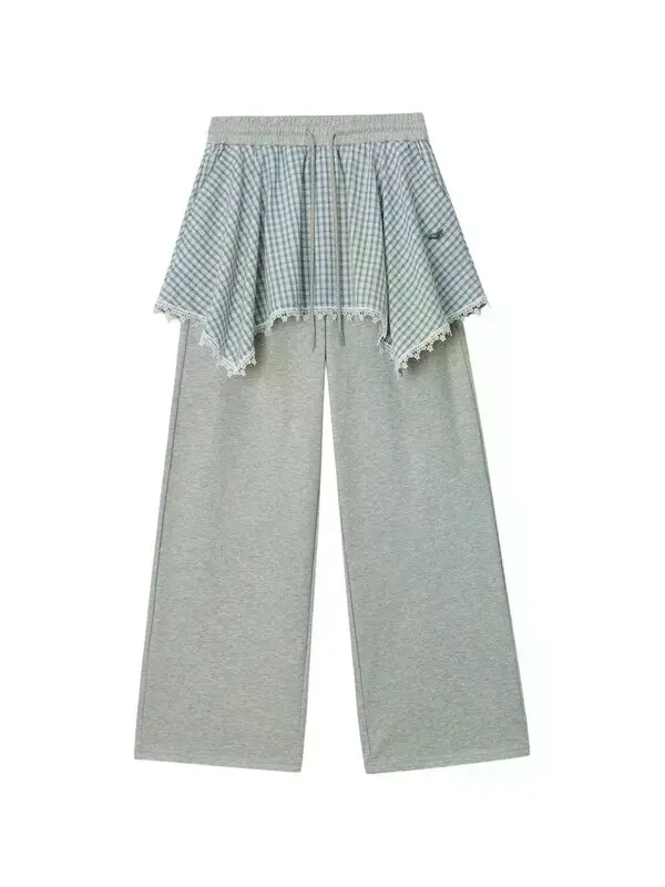 MINI CREAM Check-print Layered Track Pants