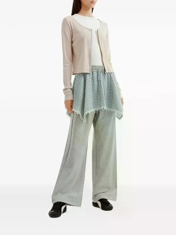MINI CREAM Check-print Layered Track Pants