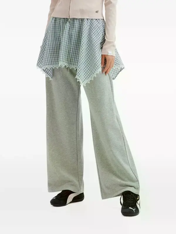 MINI CREAM Check-print Layered Track Pants