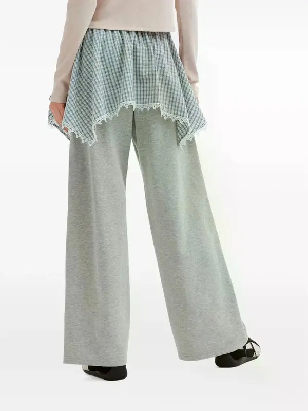MINI CREAM Check-print Layered Track Pants