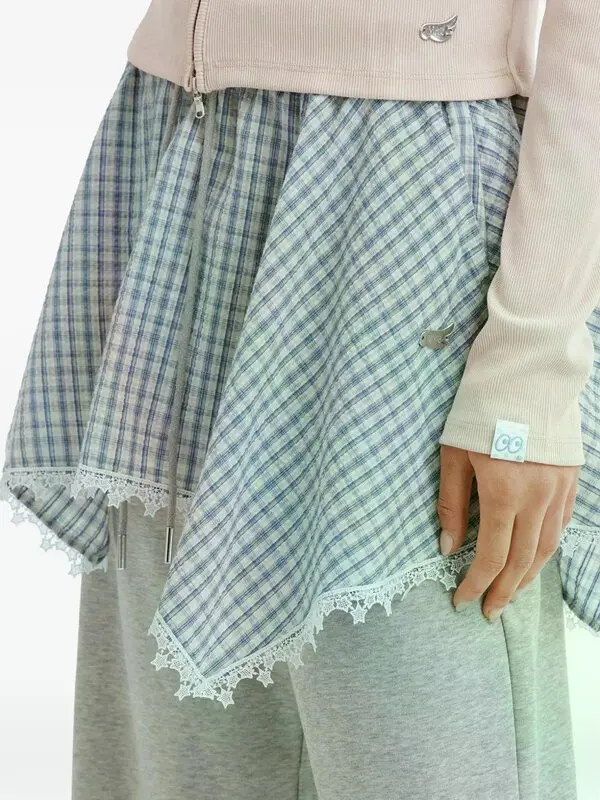 MINI CREAM Check-print Layered Track Pants