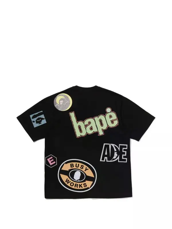 A BATHING APE Glitter-effect Logo-patch T-shirt - Black