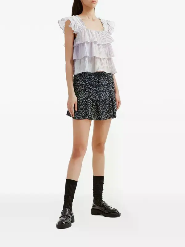 B+AB Leopard-print Ruffled Mini Skirt - Black