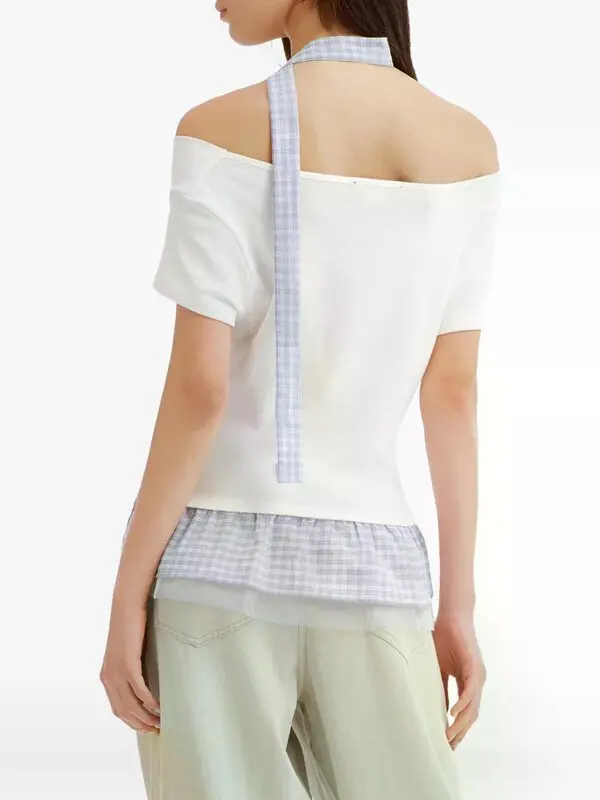 MINI CREAM Gingham-check Ruffled Blouse - White