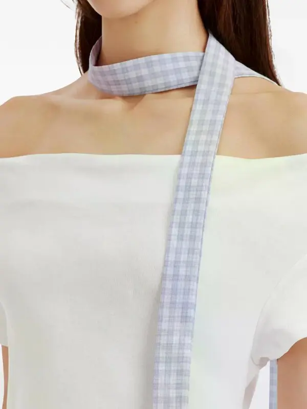 MINI CREAM Gingham-check Ruffled Blouse - White