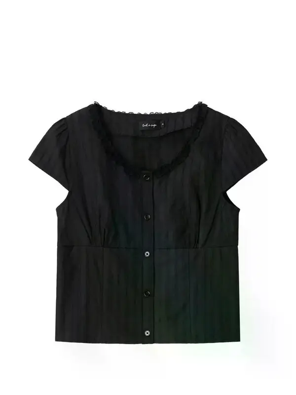 TOUT A COUP Lace-trim Striped Top