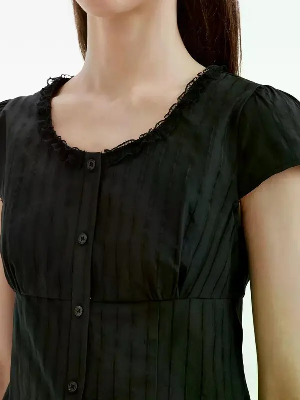 TOUT A COUP Lace-trim Striped Top