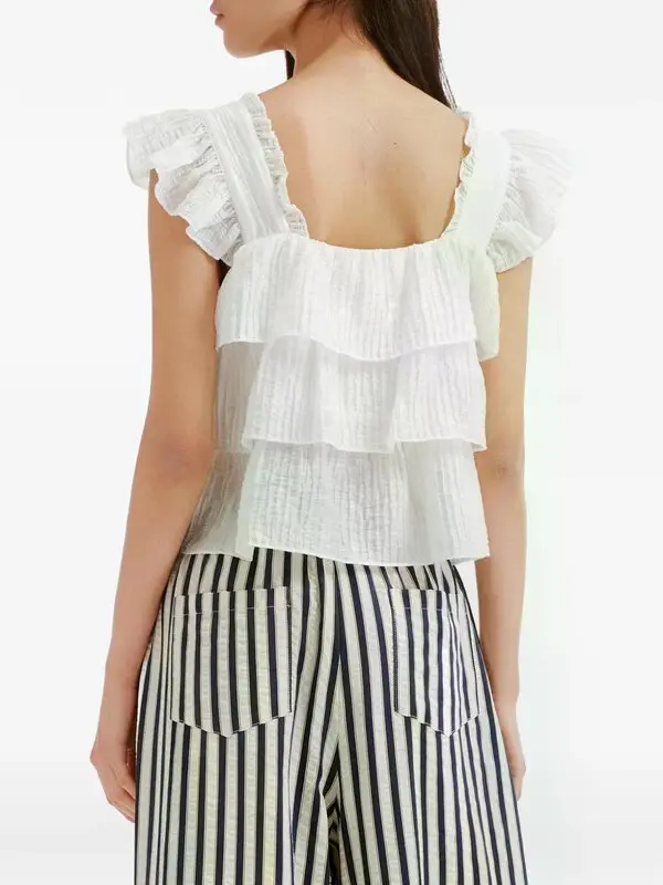B+AB Tiered Ruffled Top - White