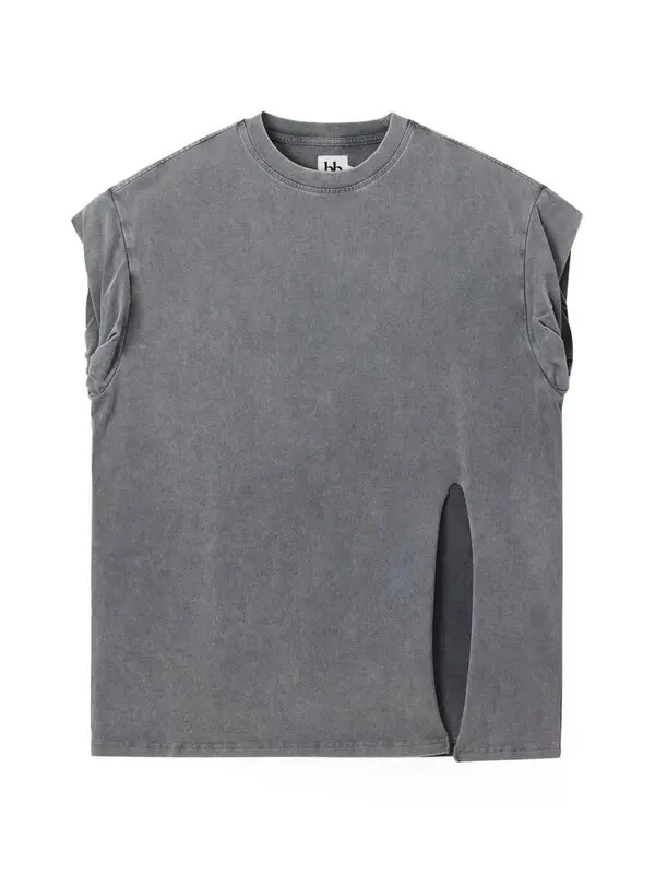 B+AB Sleeveless Side-slit T-shirt - Grey