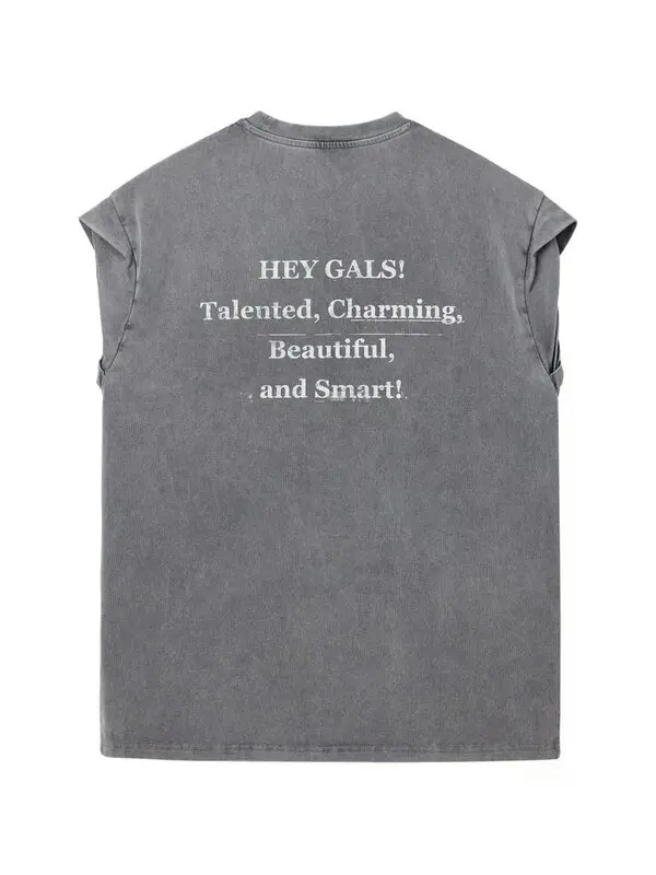 B+AB Sleeveless Side-slit T-shirt - Grey