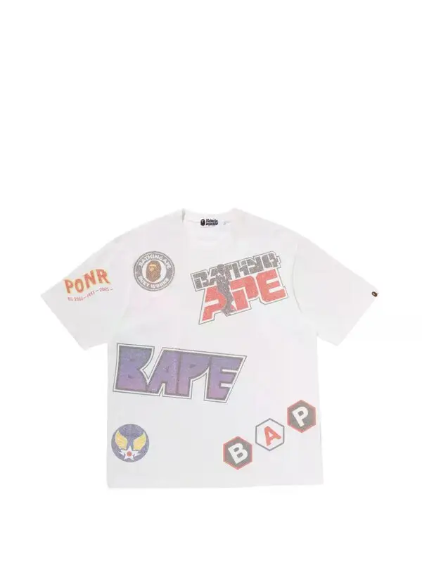 A BATHING APE Glitter-effect Logo-print T-shirt - White