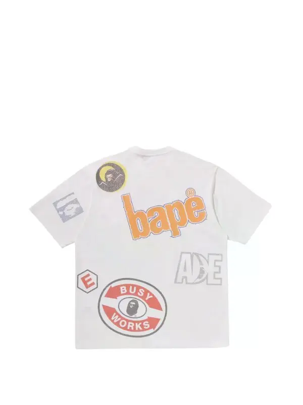 A BATHING APE Glitter-effect Logo-print T-shirt - White