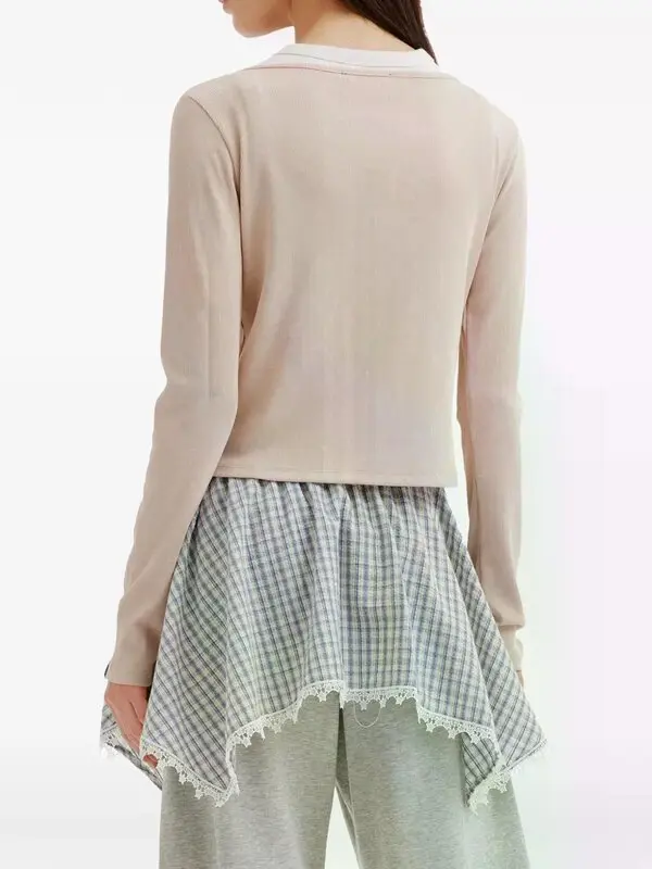 MINI CREAM Ribbed Zip-up Sweater