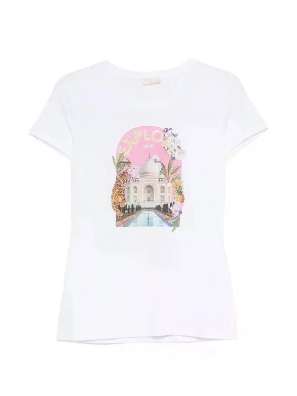 Liu Jo Graphic-print Rhinestone-embellished T-shirt - White