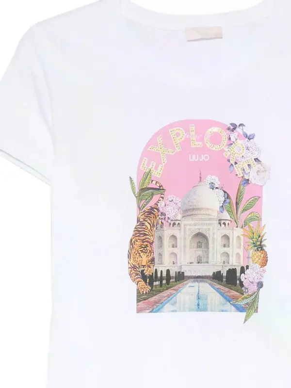 Liu Jo Graphic-print Rhinestone-embellished T-shirt