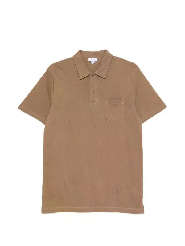 Sunspel Riviera Pocket Polo Shirt - Brown