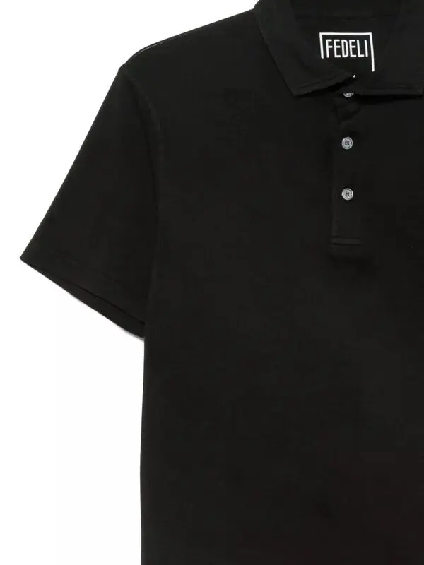 Fedeli Short-sleeve Polo Shirt - Black