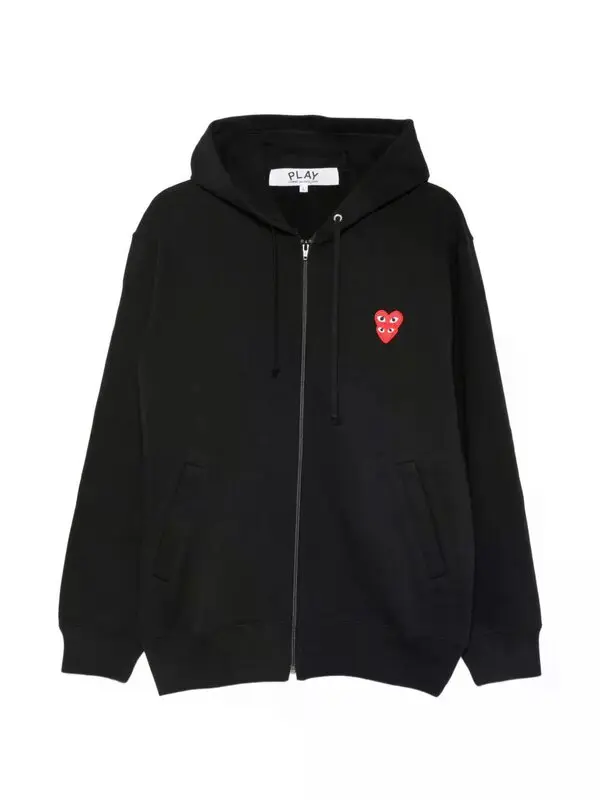 Play Comme Des Garcon Double Heart-patch Hoodie