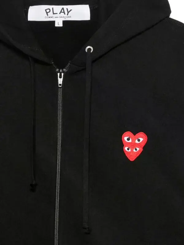 Play Comme Des Garcon Double Heart-patch Hoodie