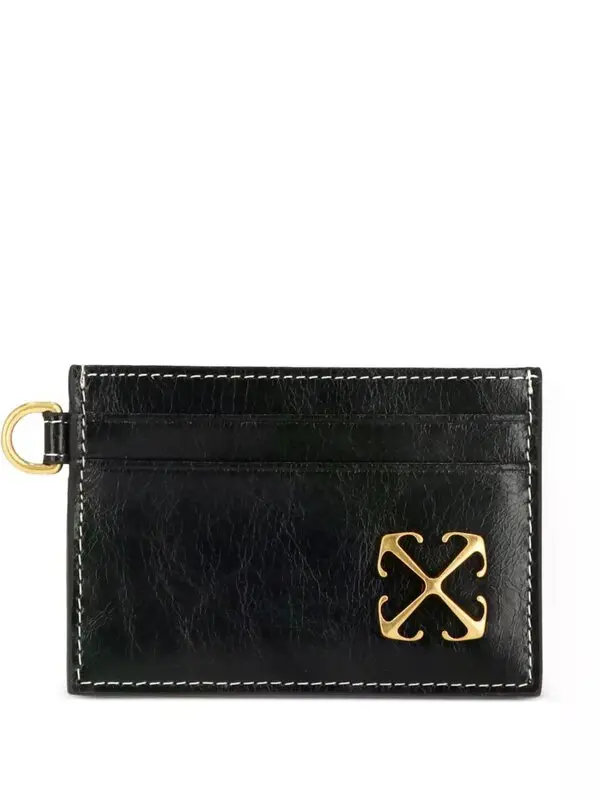 Off-White Arrows-plaque Topstitched Card Holder - Black