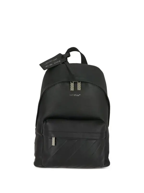 Off-White Industrial-strap Pebbled-leather Backpack - Black