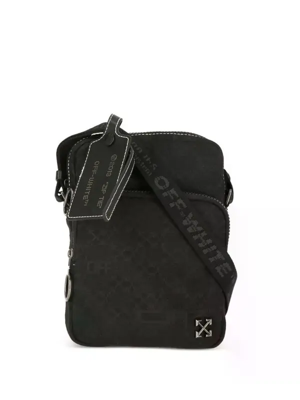 Off-White Monogram-pattern Shoulder Bag With Zip Tie - Black