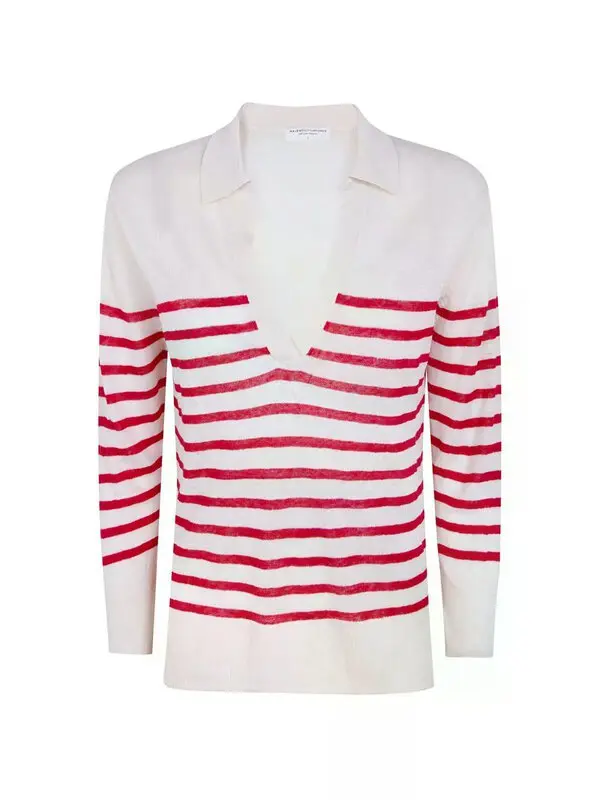 Majestic Filatures Striped V-neck Sweater