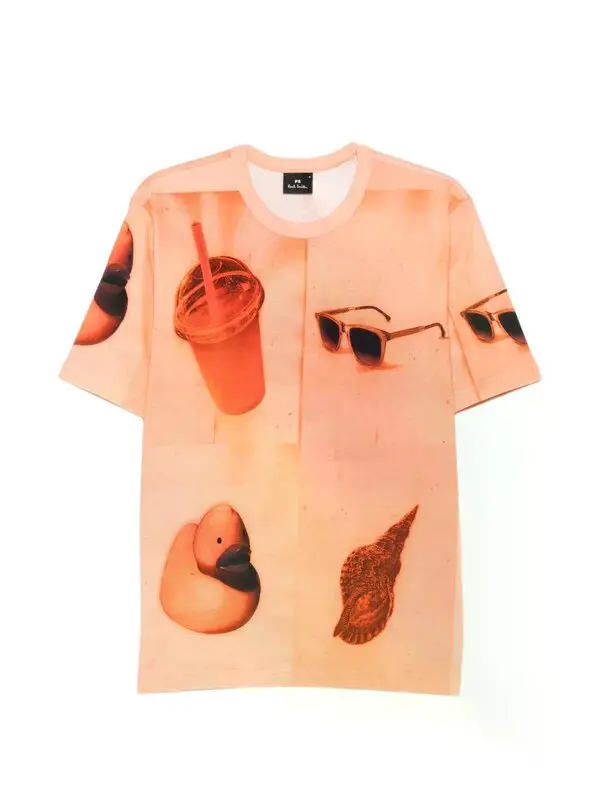 Paul Smith Photographic-print Cotton T-shirt - Orange