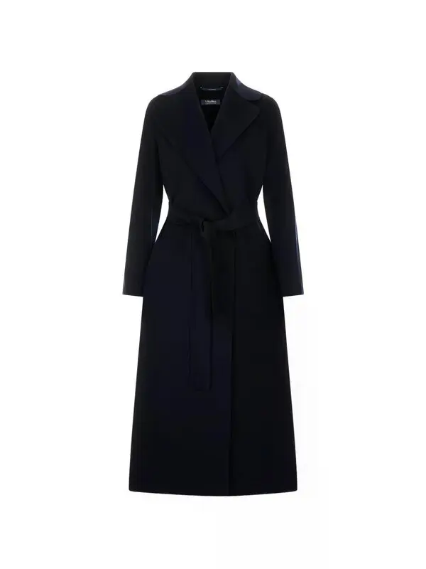 Max Mara Belted Wrap Single Breasted Coat - Blue
