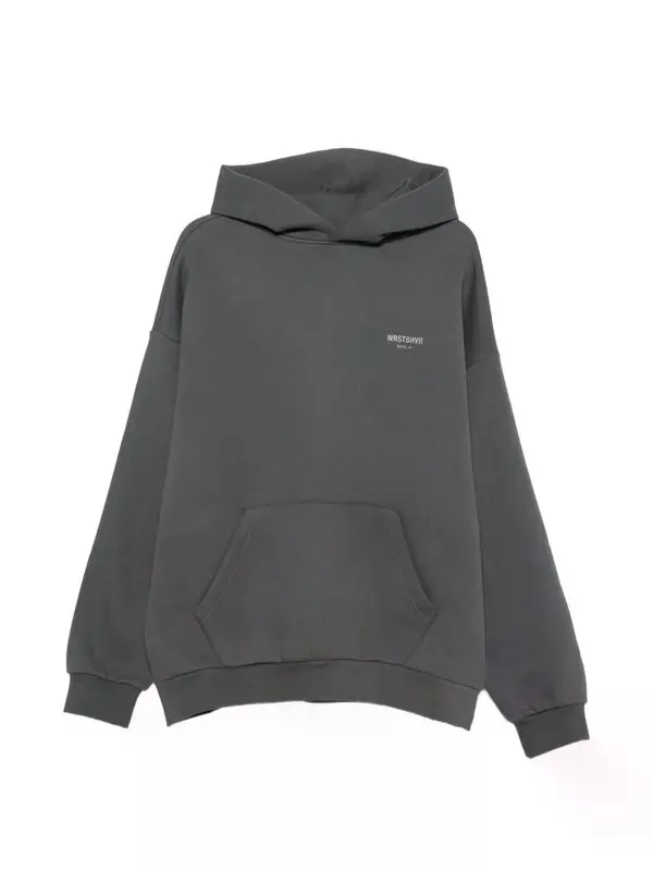 WRSTBHVR Logo-print Jersey Hoodie - Grey