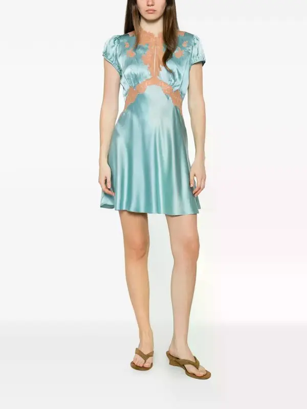 DÔEN Junia Lace-trimmed Mini Dress - Blue
