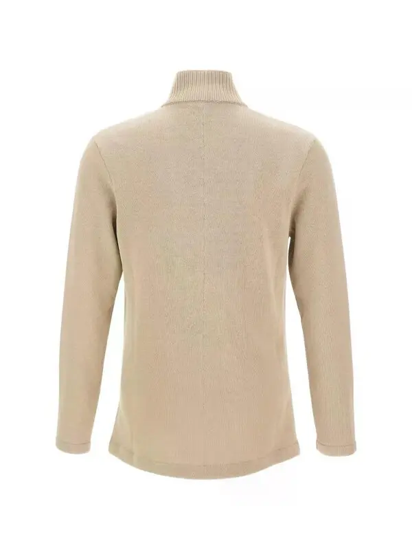 Eleventy Ribbed High-collar Cardigan