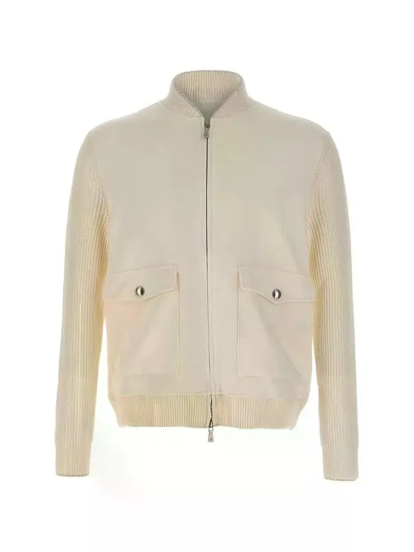 Eleventy Knitted-sleeve Zip-up Jacket