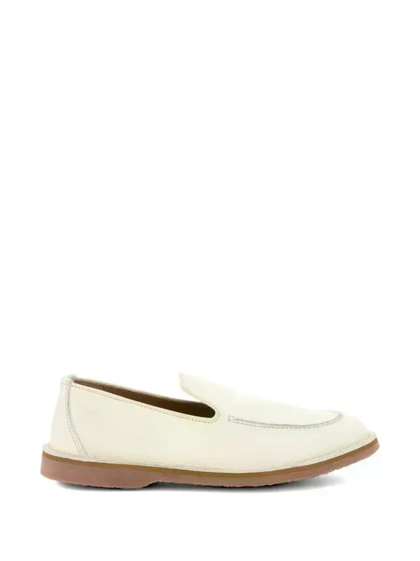 Boggi Milano Tumbled Leather Loafers With Natural Rubber Soles
