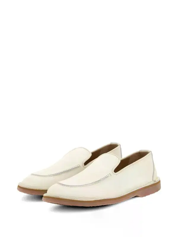 Boggi Milano Tumbled Leather Loafers With Natural Rubber Soles