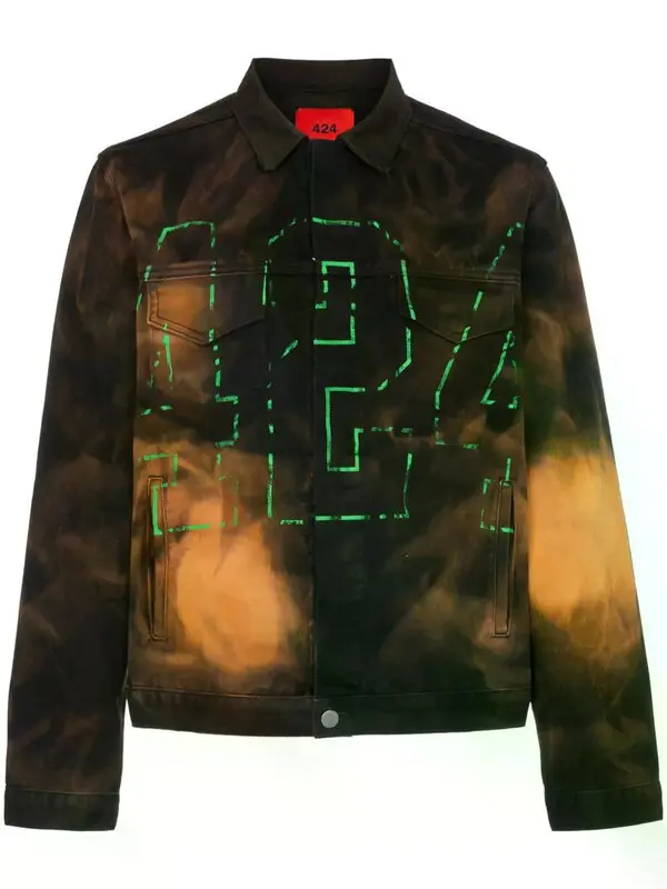 424 Logo Embroidered Ombre Effect Denim Jacket
