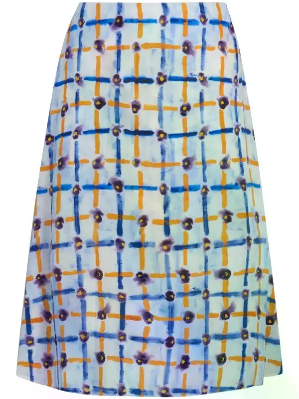 Marni Graphic-print Silk Midi Skirt