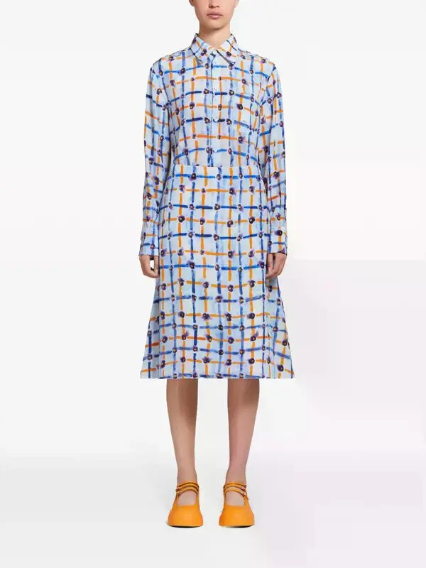 Marni Graphic-print Silk Midi Skirt