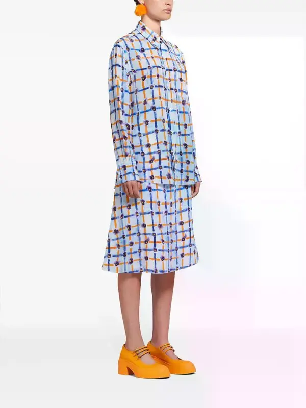 Marni Graphic-print Silk Midi Skirt