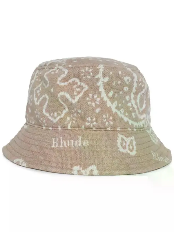 Rhude Intarsia Knit Bucket Hat - Neutrals