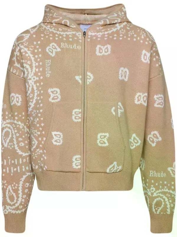Rhude Bandana Knit Zip-front Hoodie