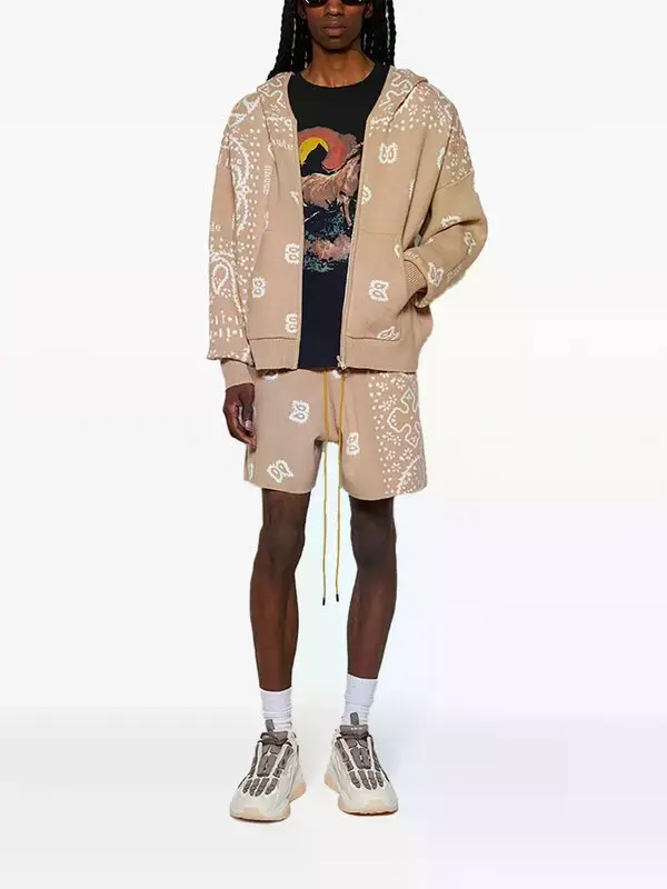 Rhude Bandana Knit Zip-front Hoodie