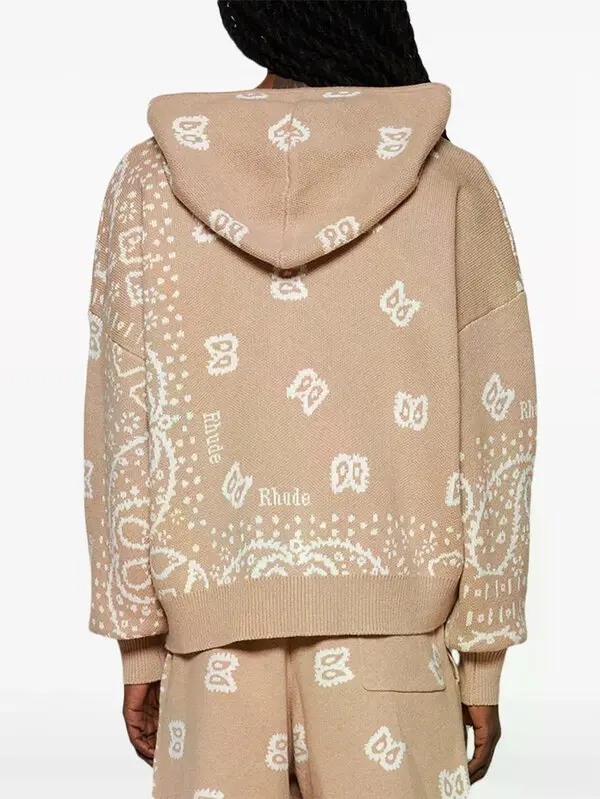 Rhude Bandana Knit Zip-front Hoodie