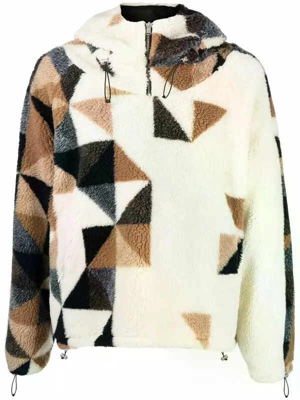 424 Fleece Geometric-detail Sweatshirt - Neutrals