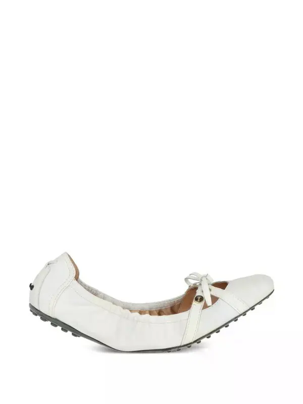 TOD'S Bow-detail Leather Ballet Flats