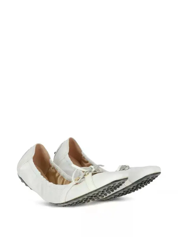 TOD'S Bow-detail Leather Ballet Flats