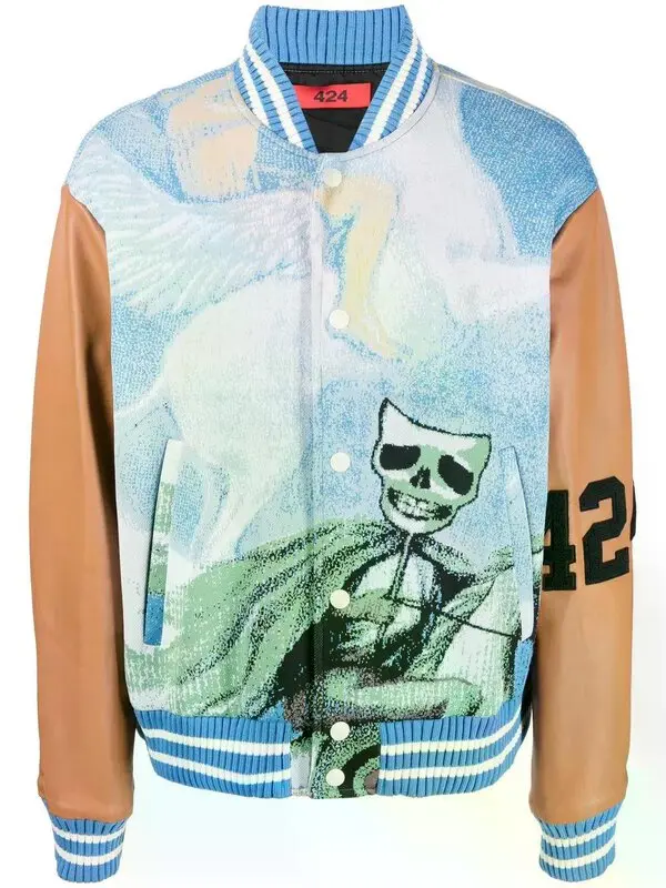 424 Jacquard-print Bomber Jacket - Blue
