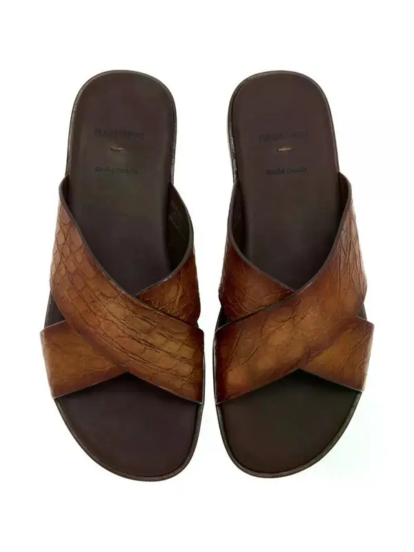 Magnanni Leather Criss-cross Sandals - Brown