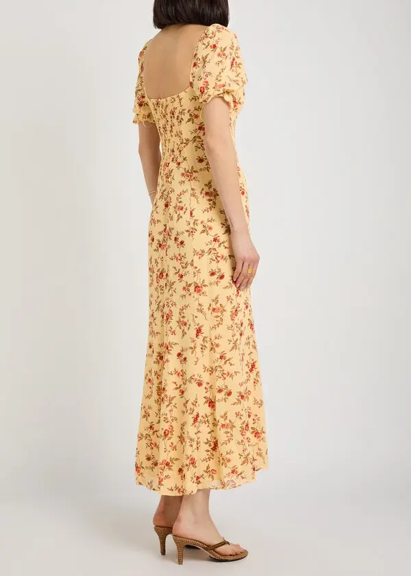 REFORMATION Gloria Floral-print Chiffon Midi Dress - Yellow